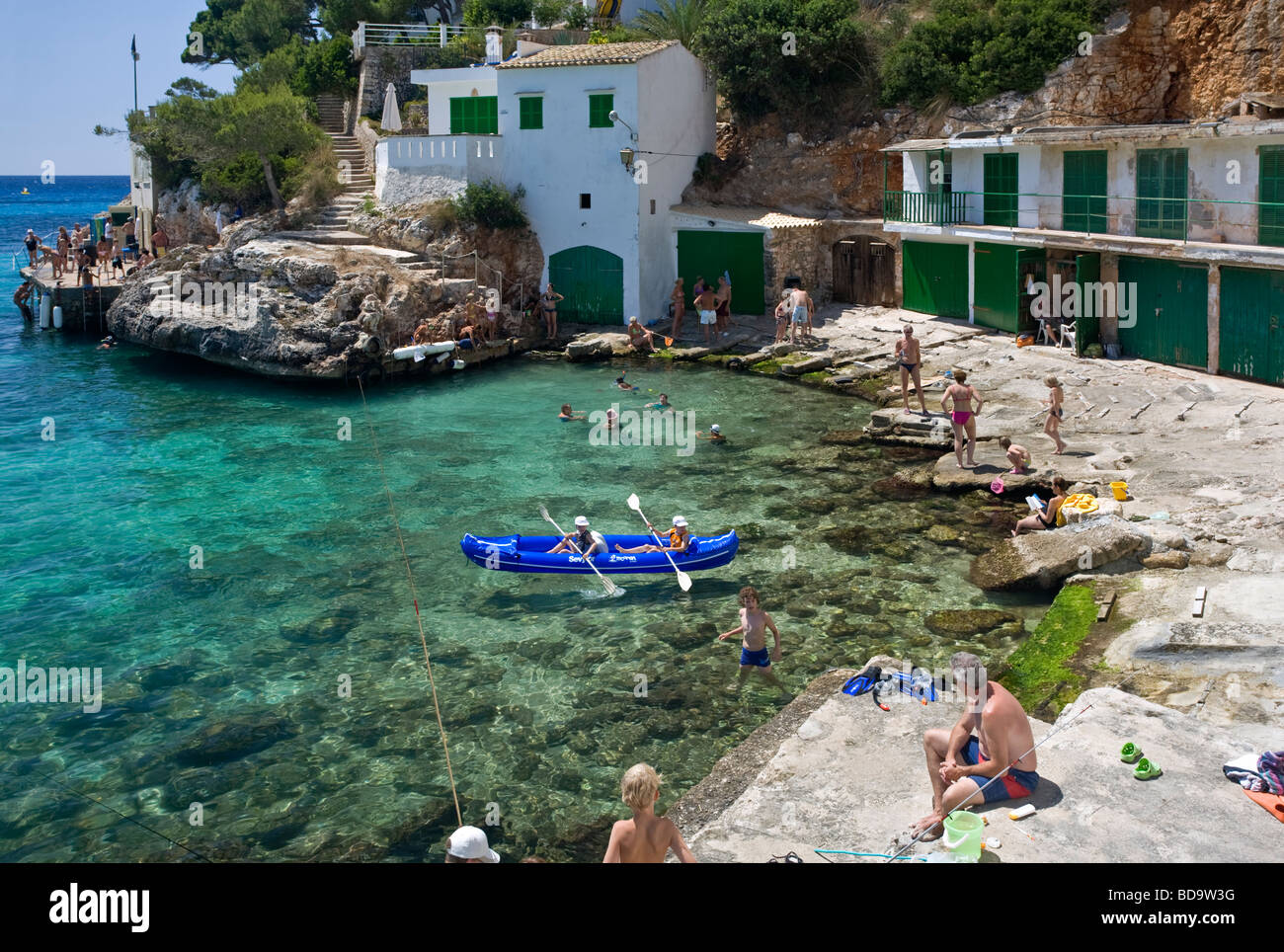 People swimming at Cala Santanyi. Mallorca Island. Spain Stock Photo ...