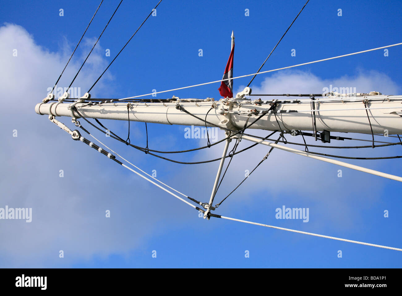 Bowsprit of a sailing ship against blue sky Stock Photo - Alamy