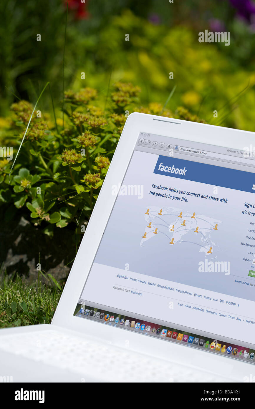 Laptop showing social networking Facebook splash screen page Stock ...