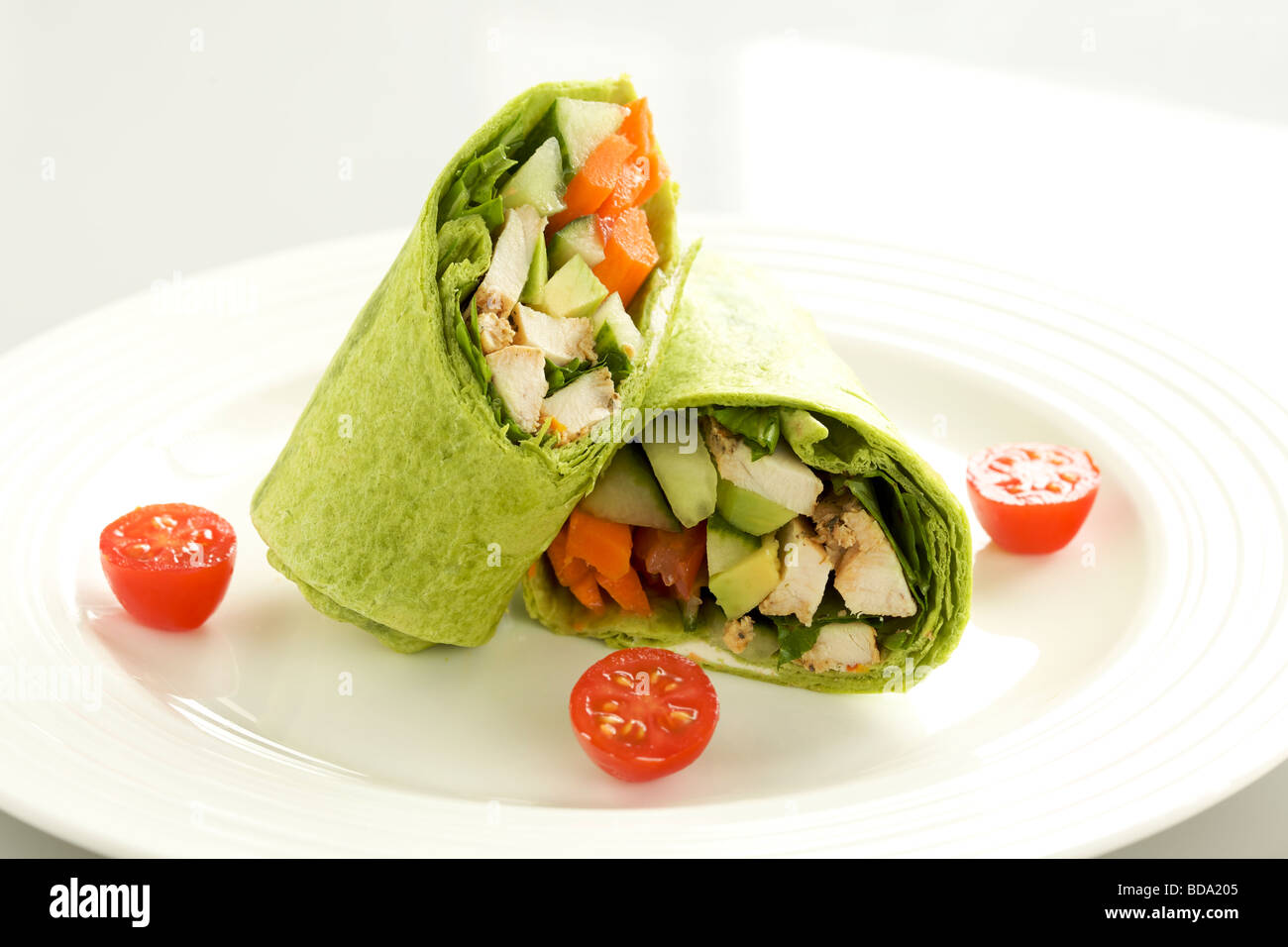 Chicken wrap with vegetables Stock Photo - Alamy