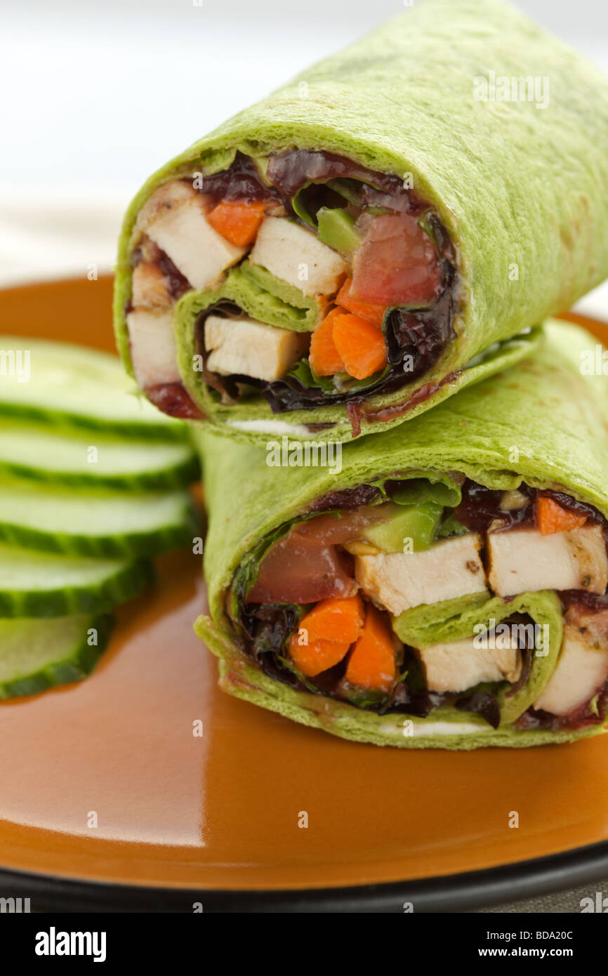 Chicken wrap with vegetables Stock Photo - Alamy