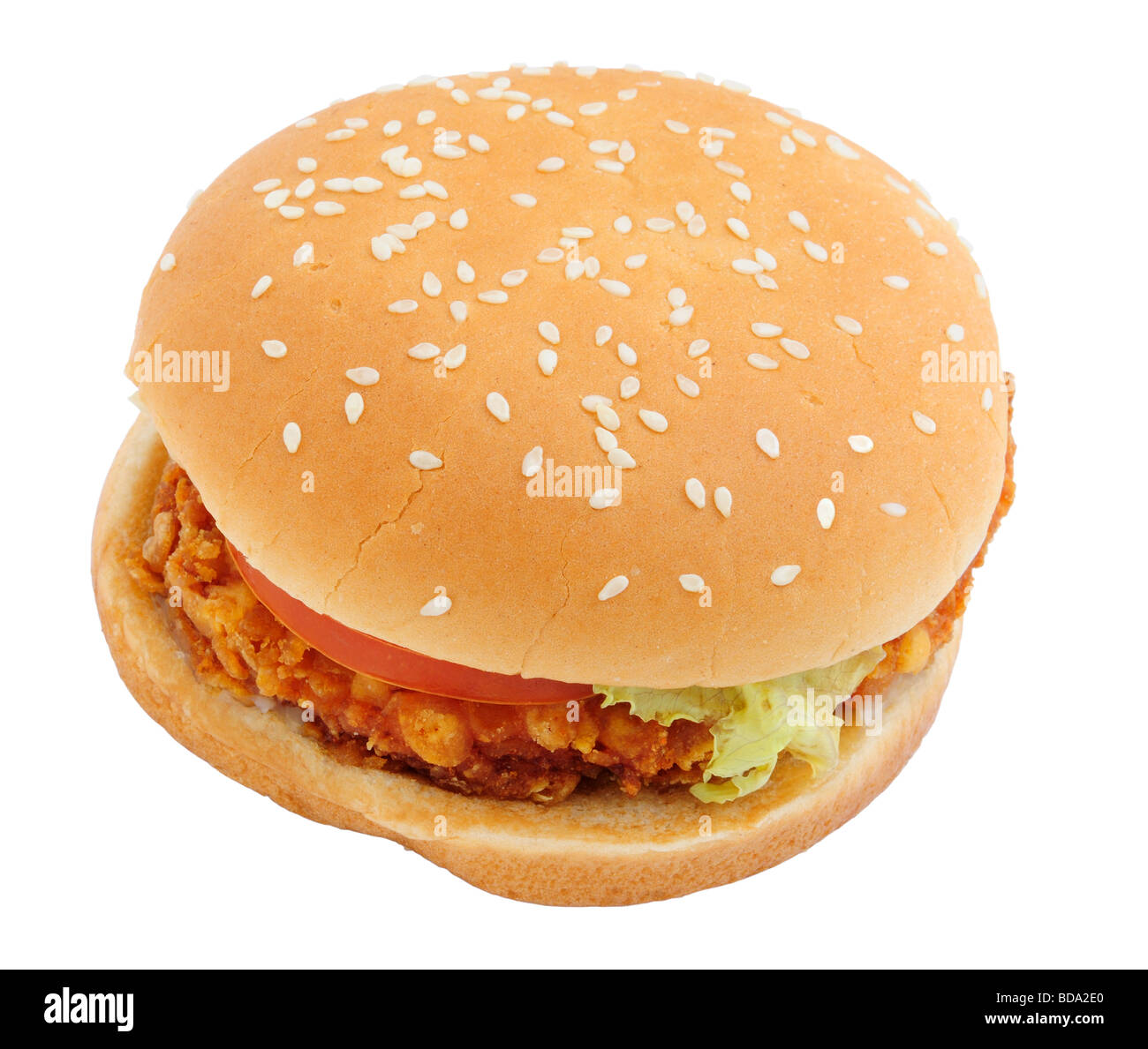 Crisp chicken burger isolated over hi-res stock photography and images ...