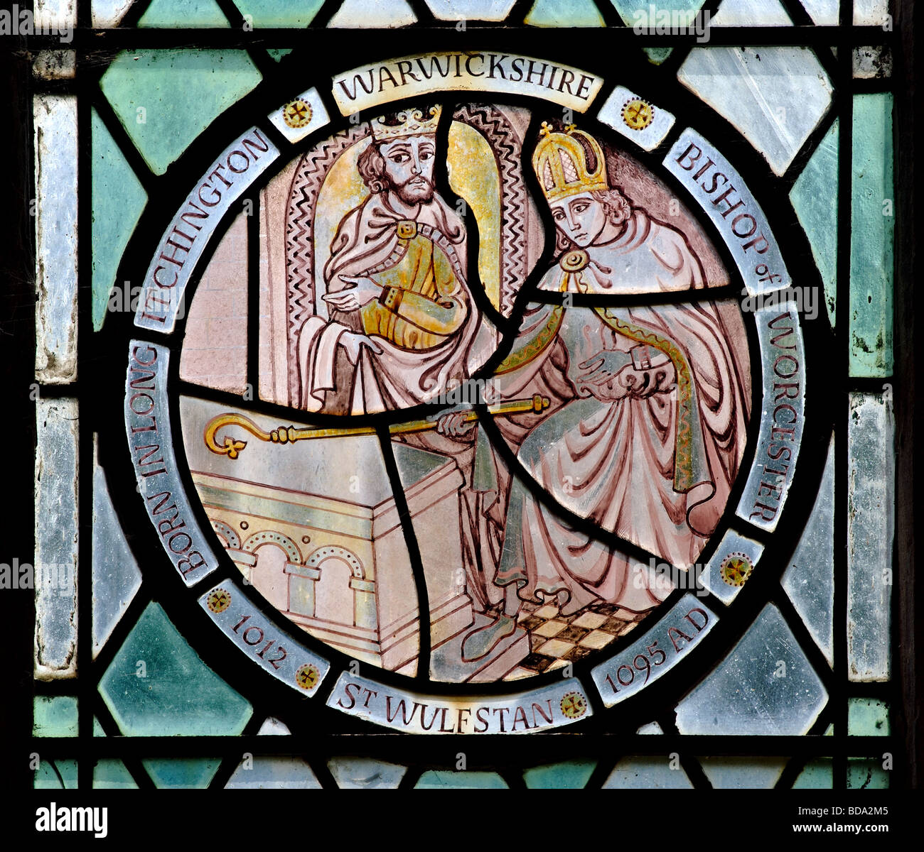 St. Wulfstan stained glass, Holy Trinity Church, Long Itchington ...