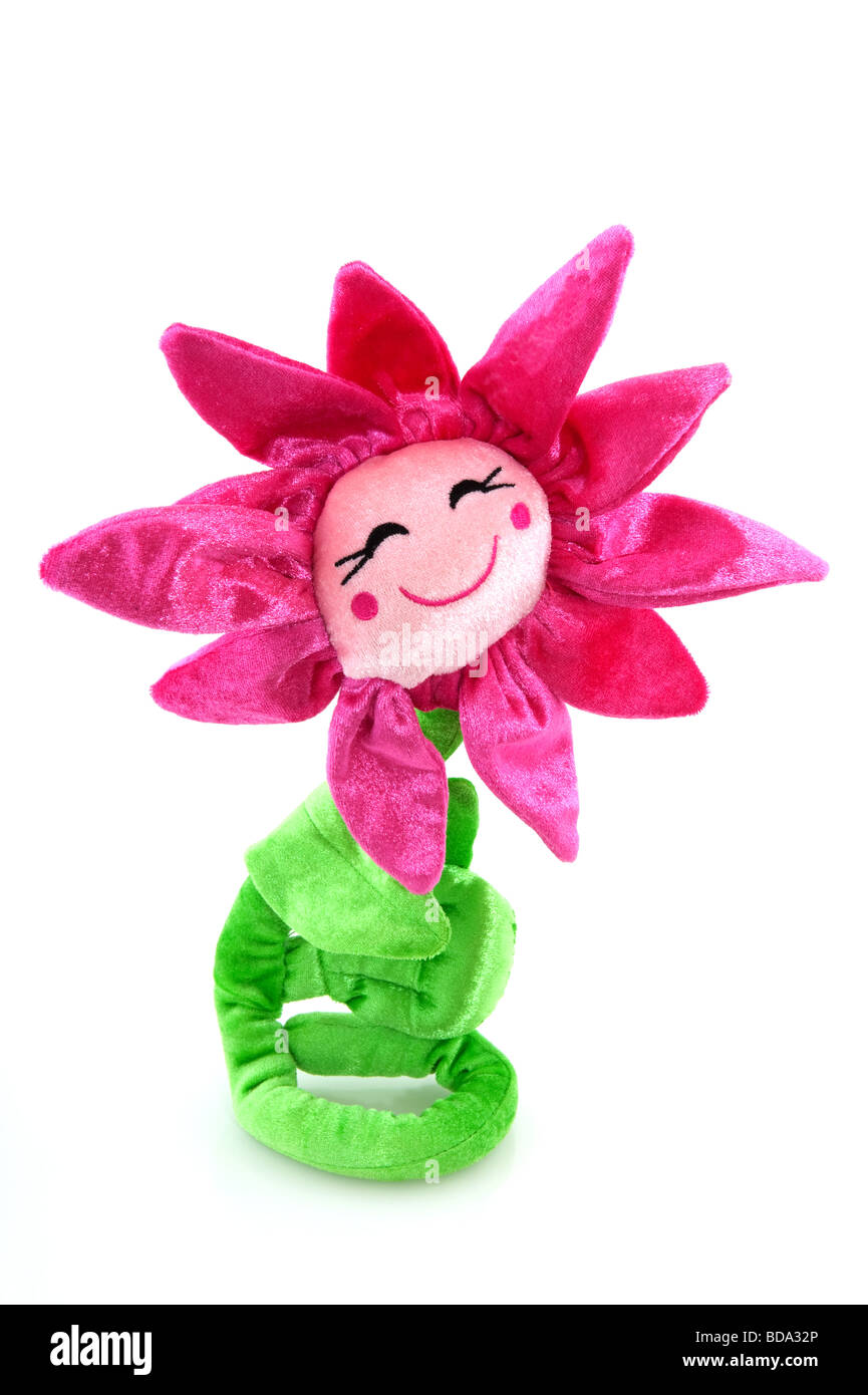 Happy and cheerful smiling pink flower over white Stock Photo - Alamy