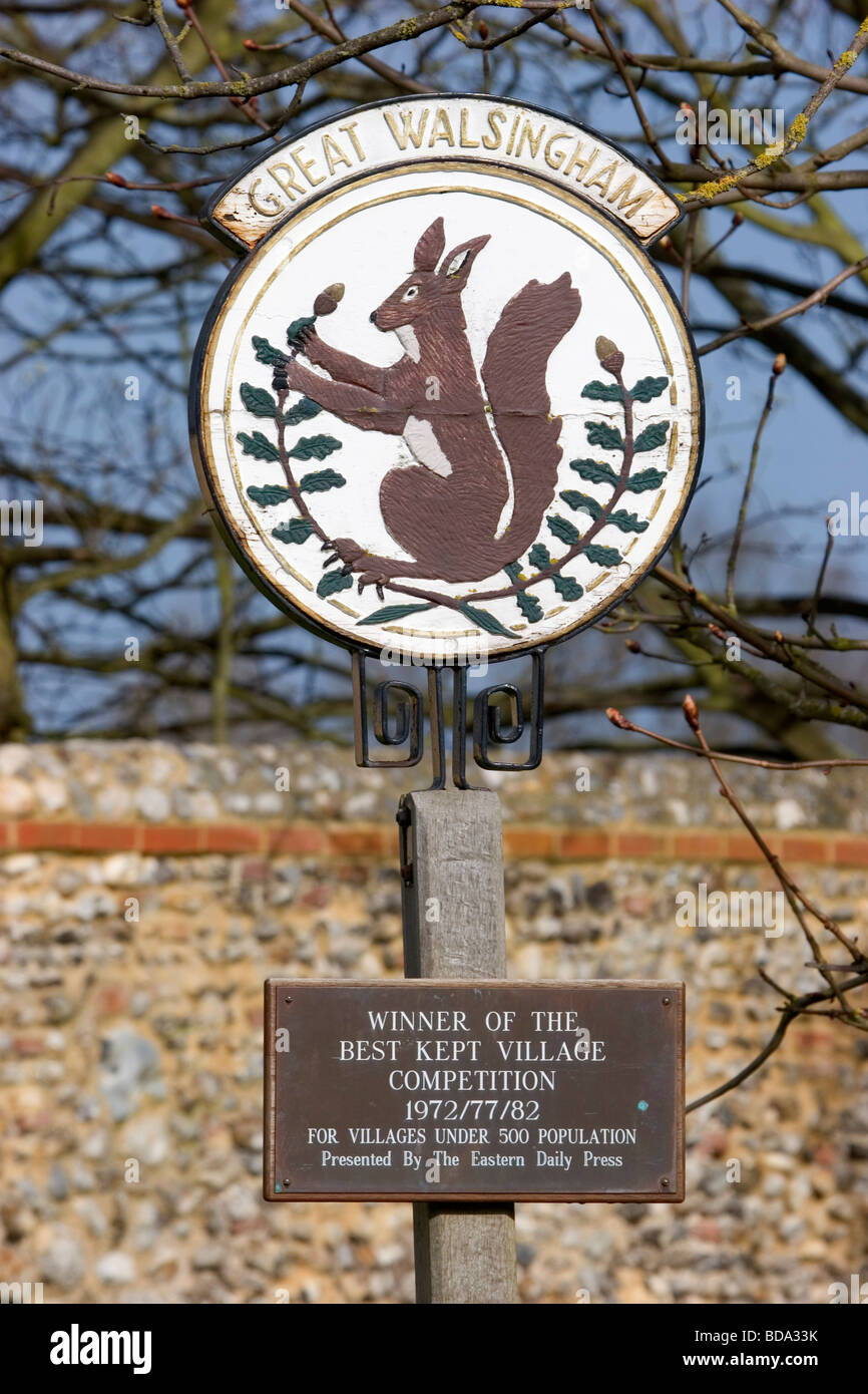 Great Walsingham village sign Stock Photo - Alamy