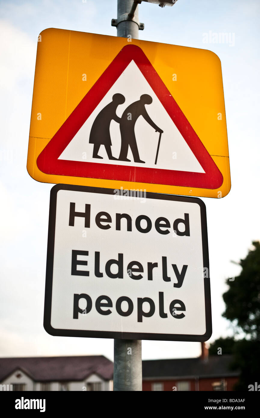 Elderly People - Henoed in welsh - road sign warning triangle bilingual ...