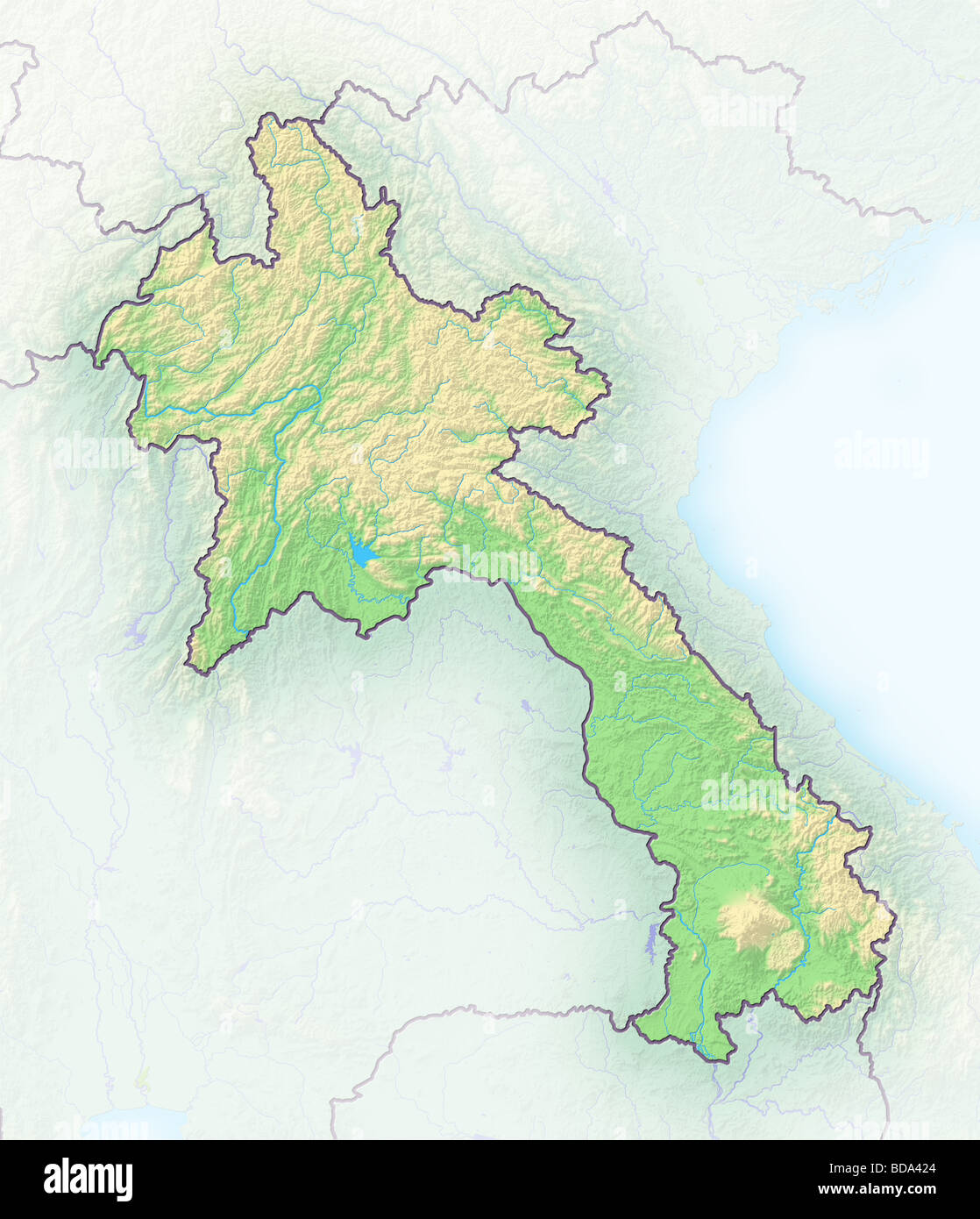 Laos, shaded relief map Stock Photo - Alamy Laos, shaded relief map Stock Photo - Alamy