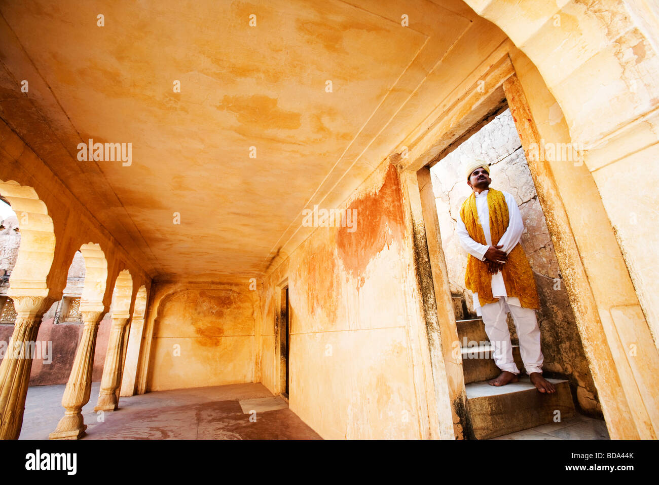 Man standing in a fort, Amber Fort, Jaipur, Rajasthan, India Stock ...