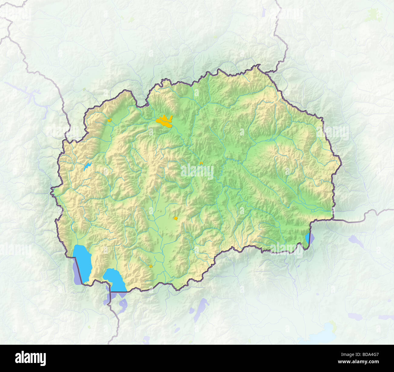 Macedonia, shaded relief map Stock Photo - Alamy