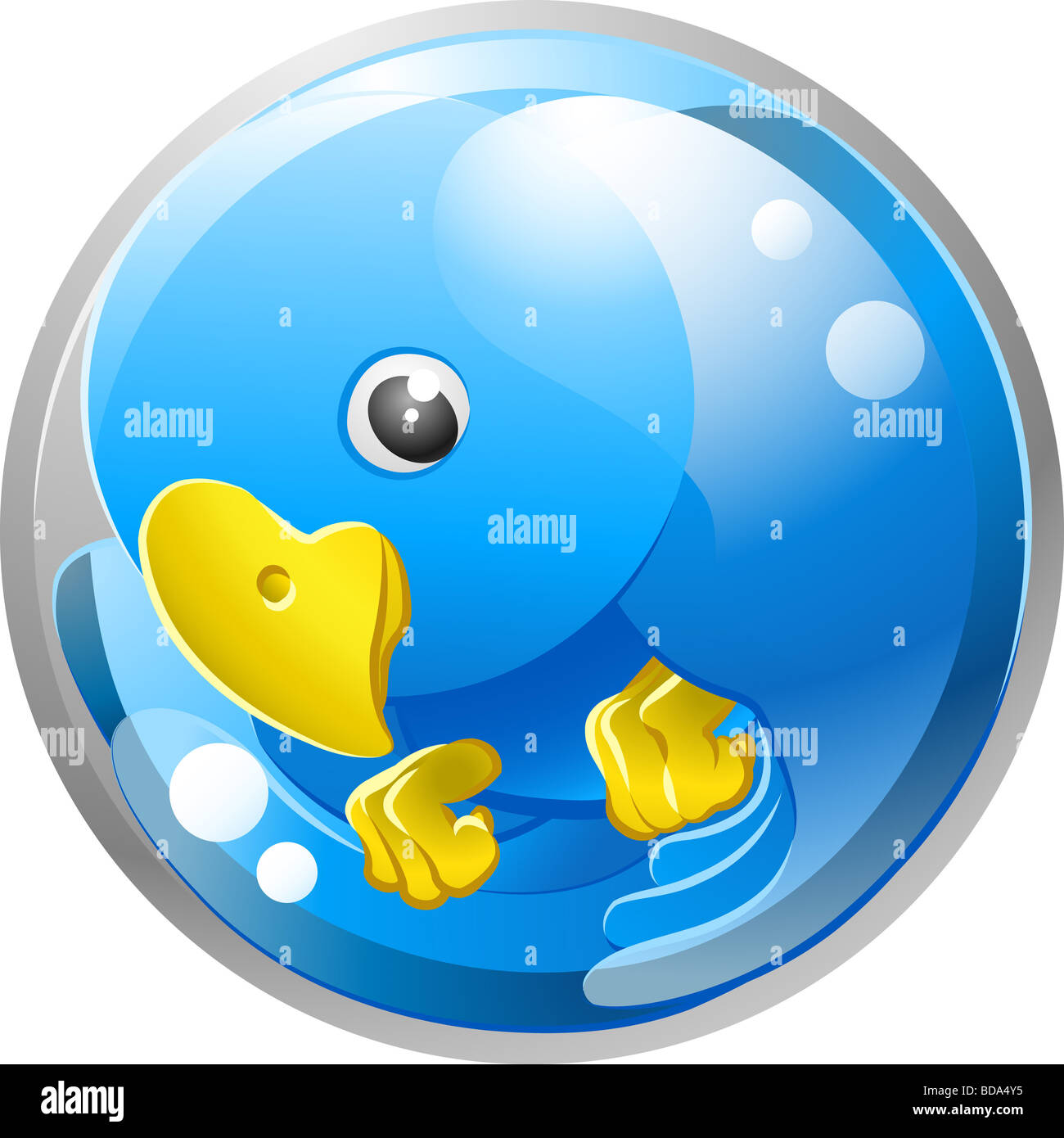 A tweeting twittering blue bird icon or symbol illustration Stock Photo ...