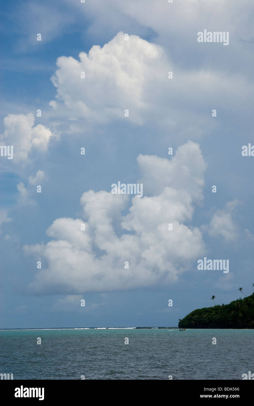 Tropical rain clouds over Pacific Ocean, Lalomanu, Upolu Island ...