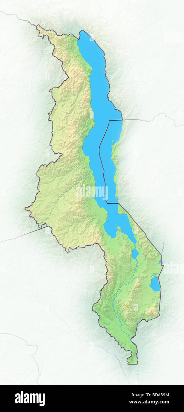 Malawi, shaded relief map Stock Photo - Alamy