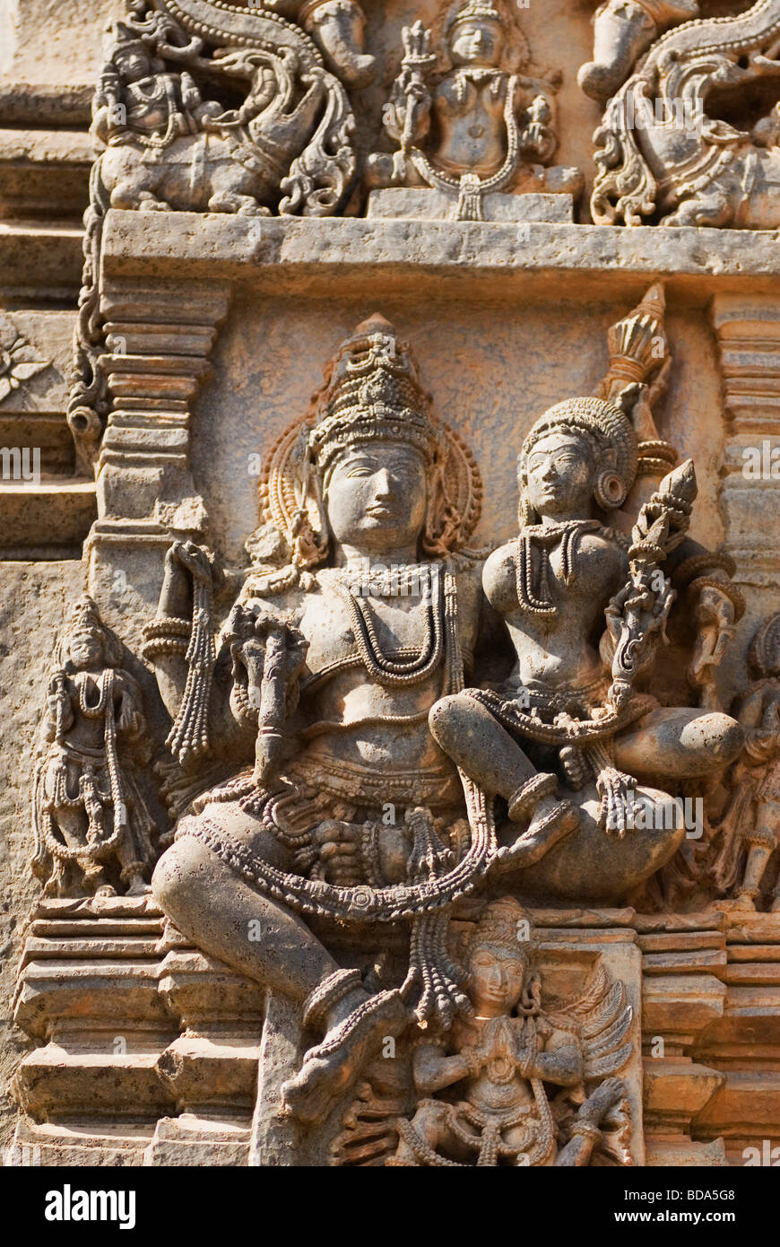 Bas relief on a temple, Halebidu, Hassan District, Karnataka, India ...