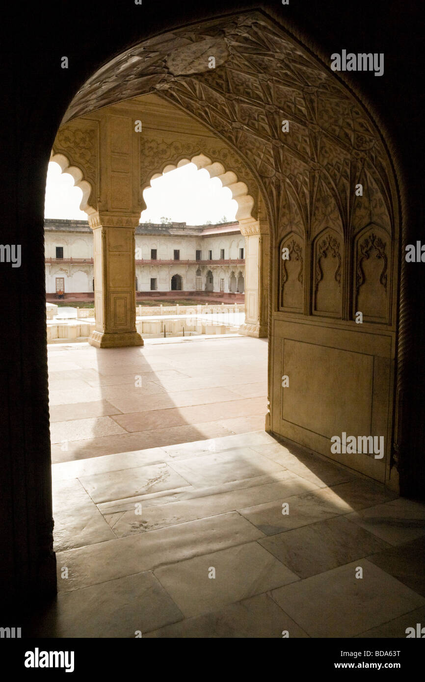 Decorated arch of the Khas Mahal central Pavilion, with intricate stone ...