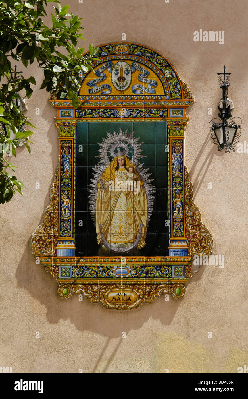 A beautiful tiled catholic christian painting on a church wall in ...