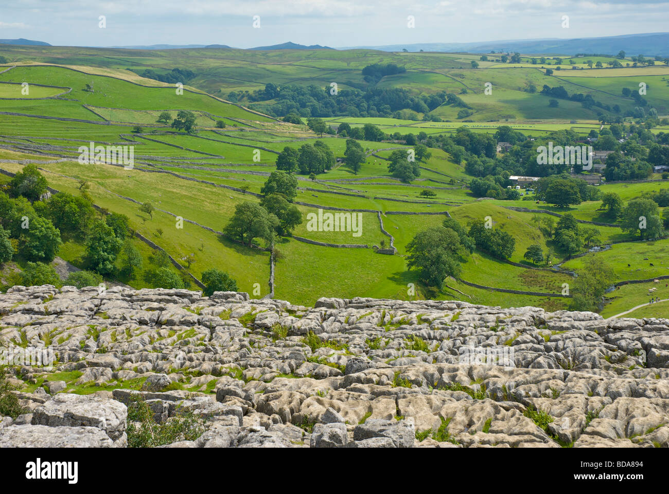Limestone pavement, on top of Malham Cove, Yorkshire Dales National ...