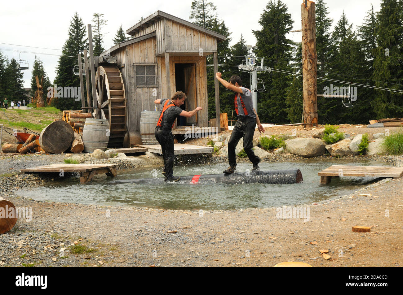 Lumberjack logging demonstration on Grouse Mountain in Vancouver in ...