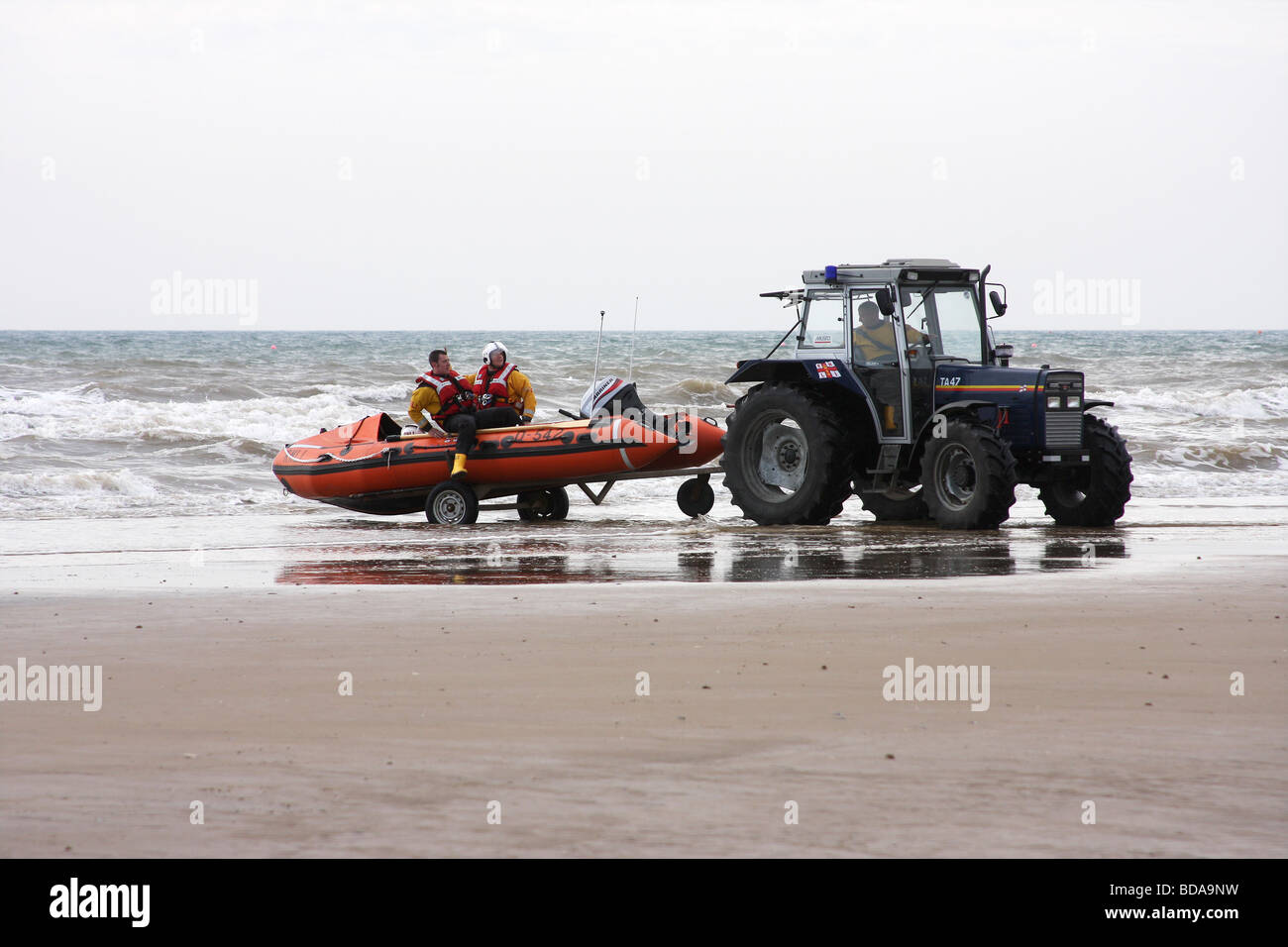 Launching inflatable inshore lifeboat Stock Photo - Alamy