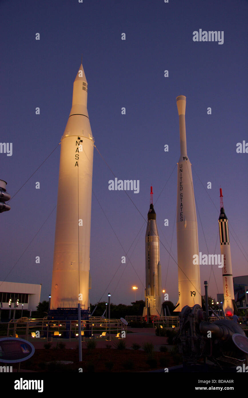 The Rocket Garden at dusk, Kennedy Space Center - Cape Canaveral ...