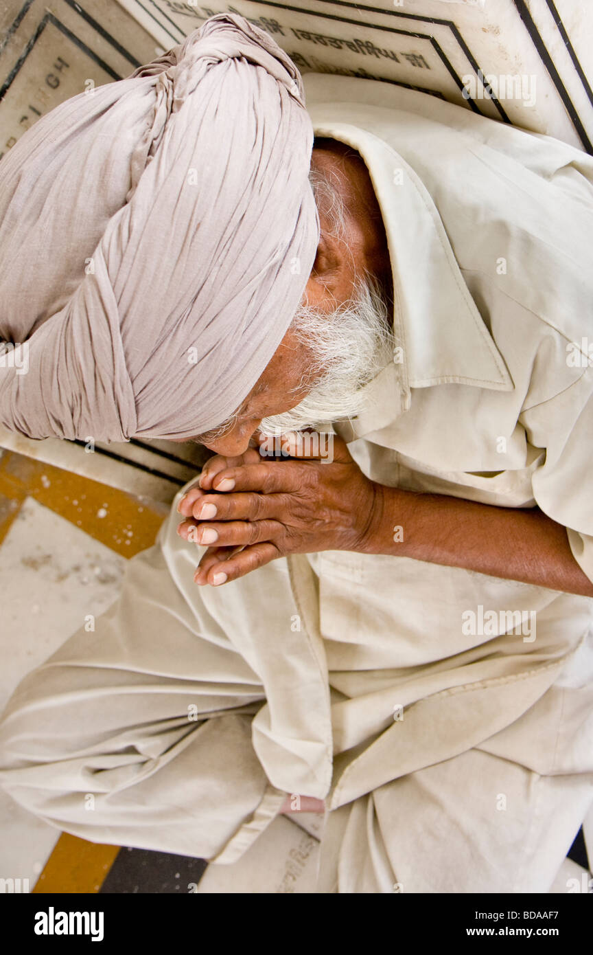 A Sikh praying at the Golden Temple in Amritsar Stock Photo - Alamy