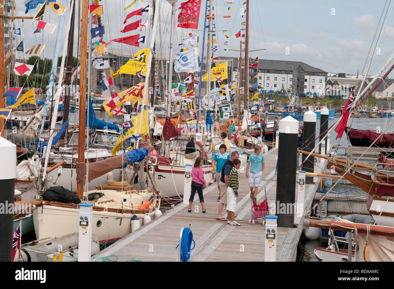 Sutton Harbour Barbican Plymouth host Classic Boat Regatta Stock Photo ...