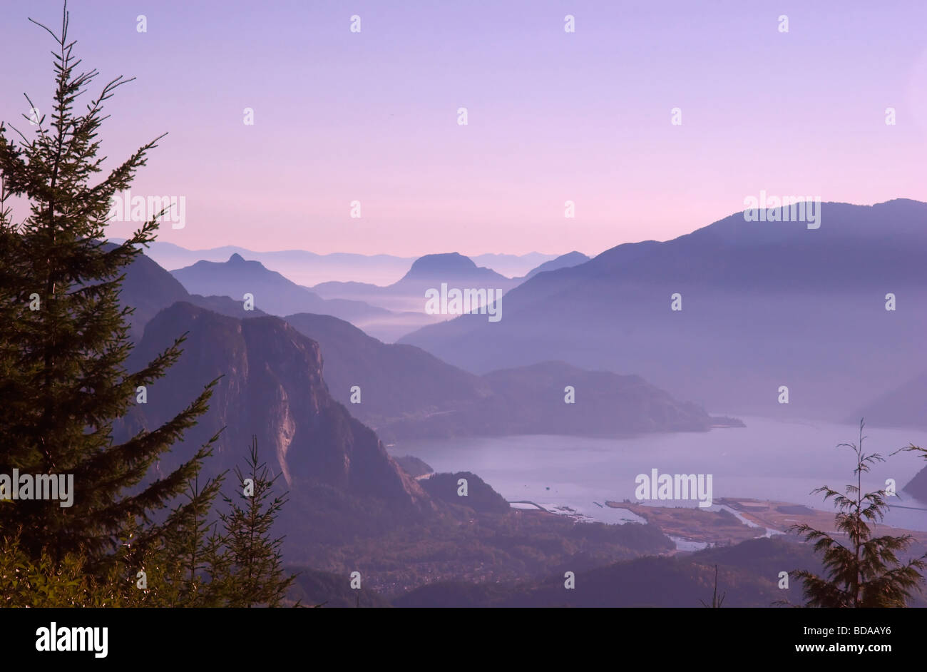 Heavenly view looking down Howe Sound from the Garibaldi Highlands near ...