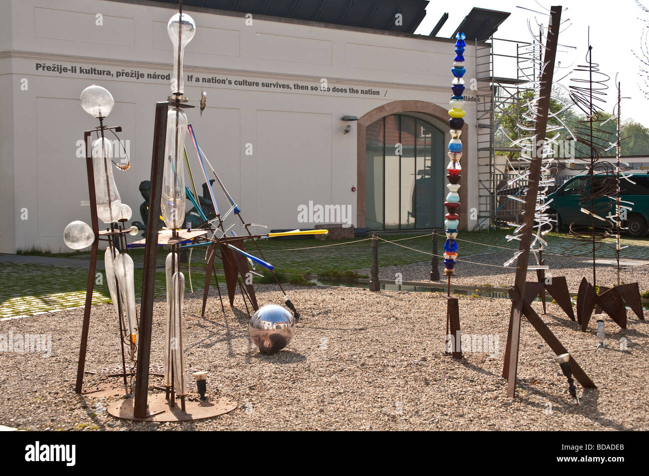 Artwork by Rene Roubicek in the courtyard of the Kampa Museum of modern ...