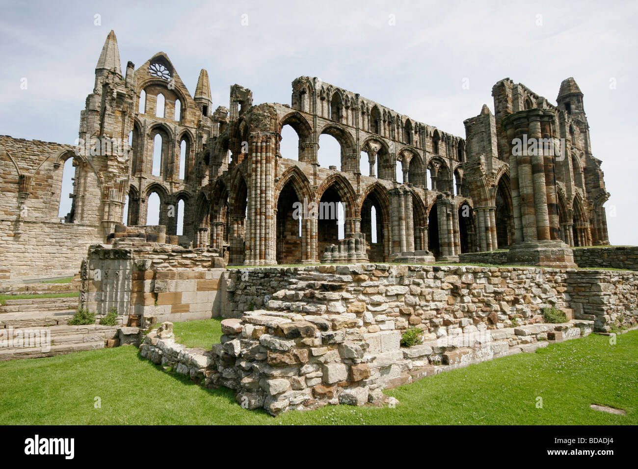 the ruins of Whitby Abbey in Yorkshire in Whitby the fishing and ...