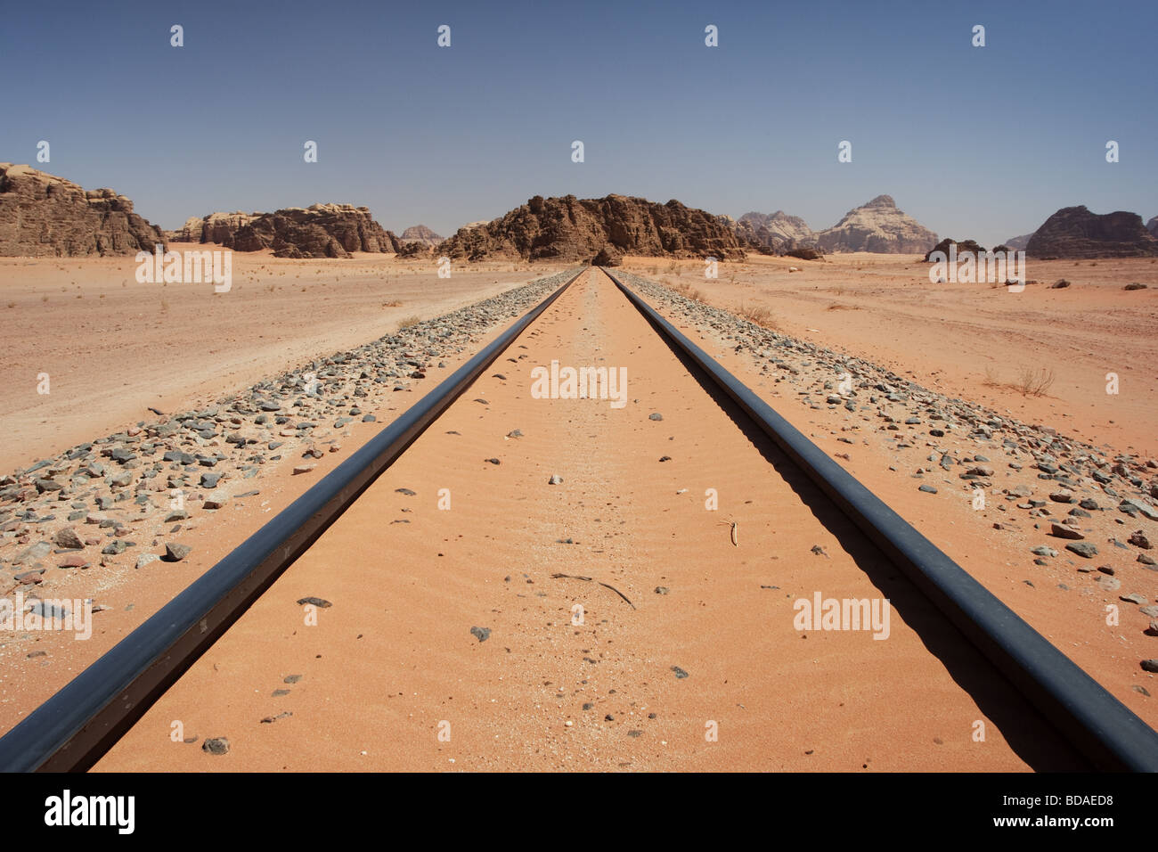 Railway track in Wadi Rum, Jordan Stock Photo - Alamy