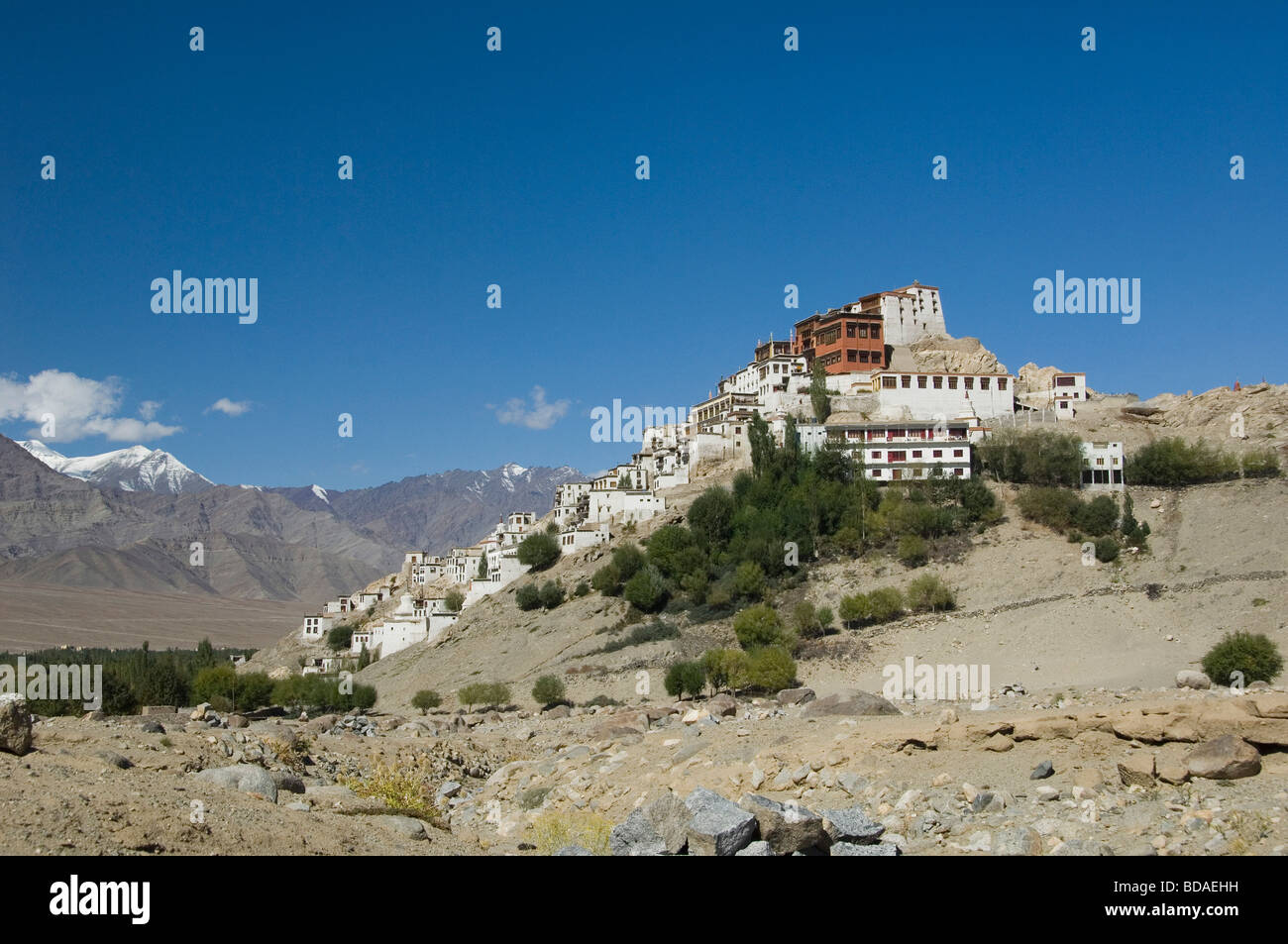 Monastery on mountains, Thiksey Monastery, Ladakh, Jammu and Kashmir ...