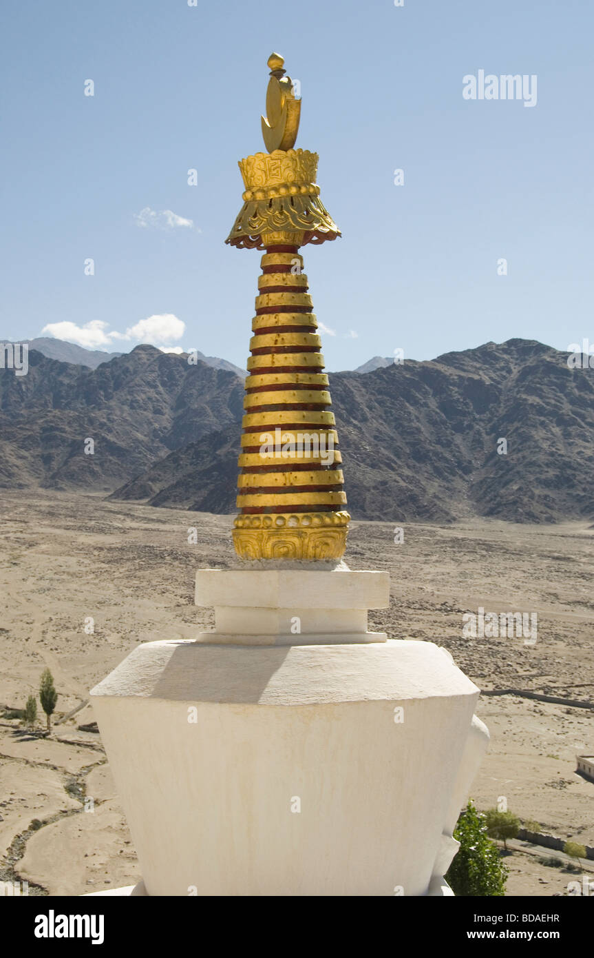 Chorten in a monastery, Thiksey Monastery, Ladakh, Jammu and Kashmir ...