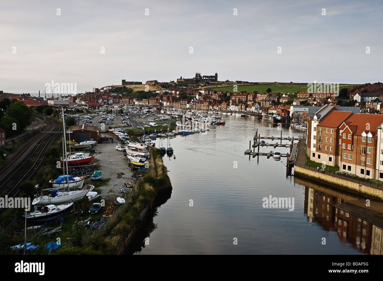 Landscape photograph of Whitby, taken over the River Esk and facing ...