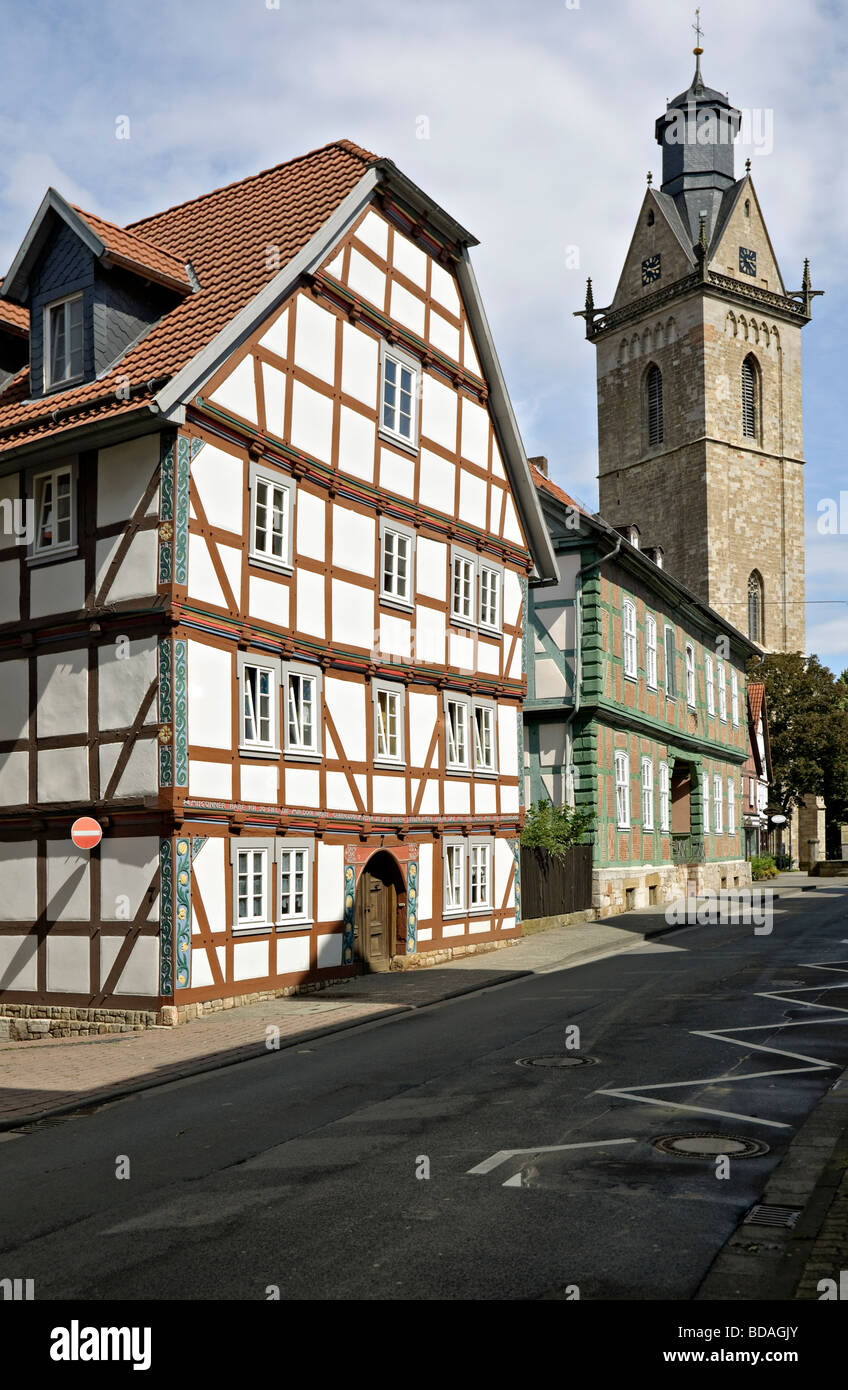 Half-timbered houses & St. Kilian Church, Korbach, Hesse, Germany Stock ...
