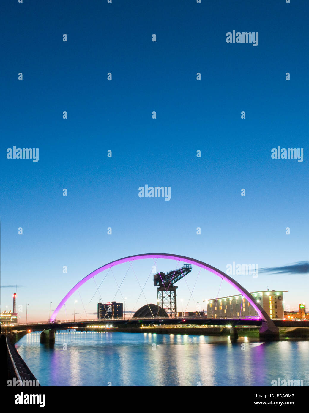 The Clyde Arc Bridge at Dusk. River Clyde, Glasgow Stock Photo - Alamy