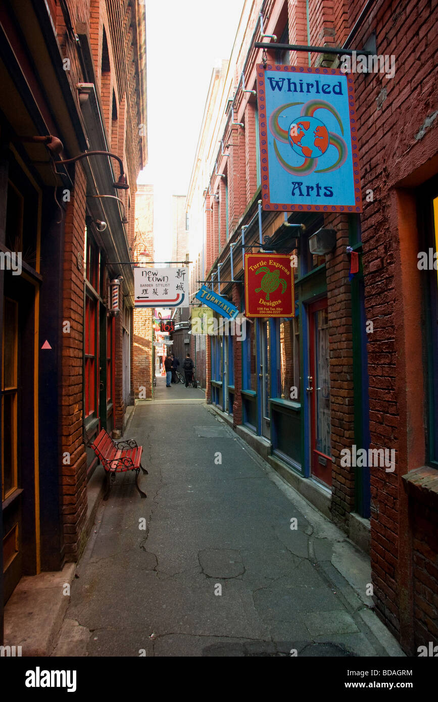Very narrow but famous Fan Tan Alley in Chinatown - Victoria, BC ...