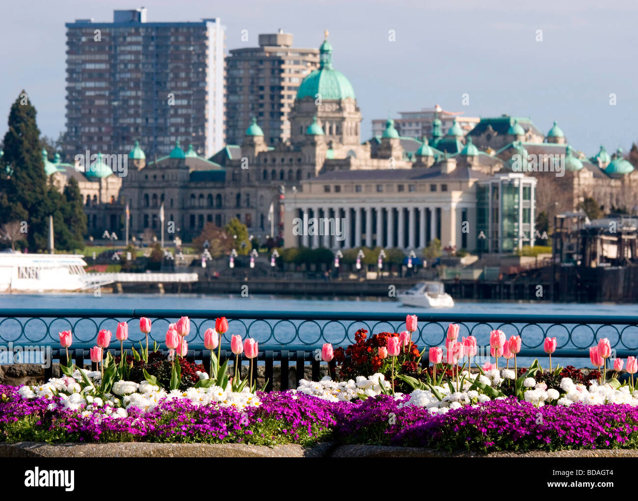 Colorful Spring flowers in front of Parliament Buildings and Inner ...