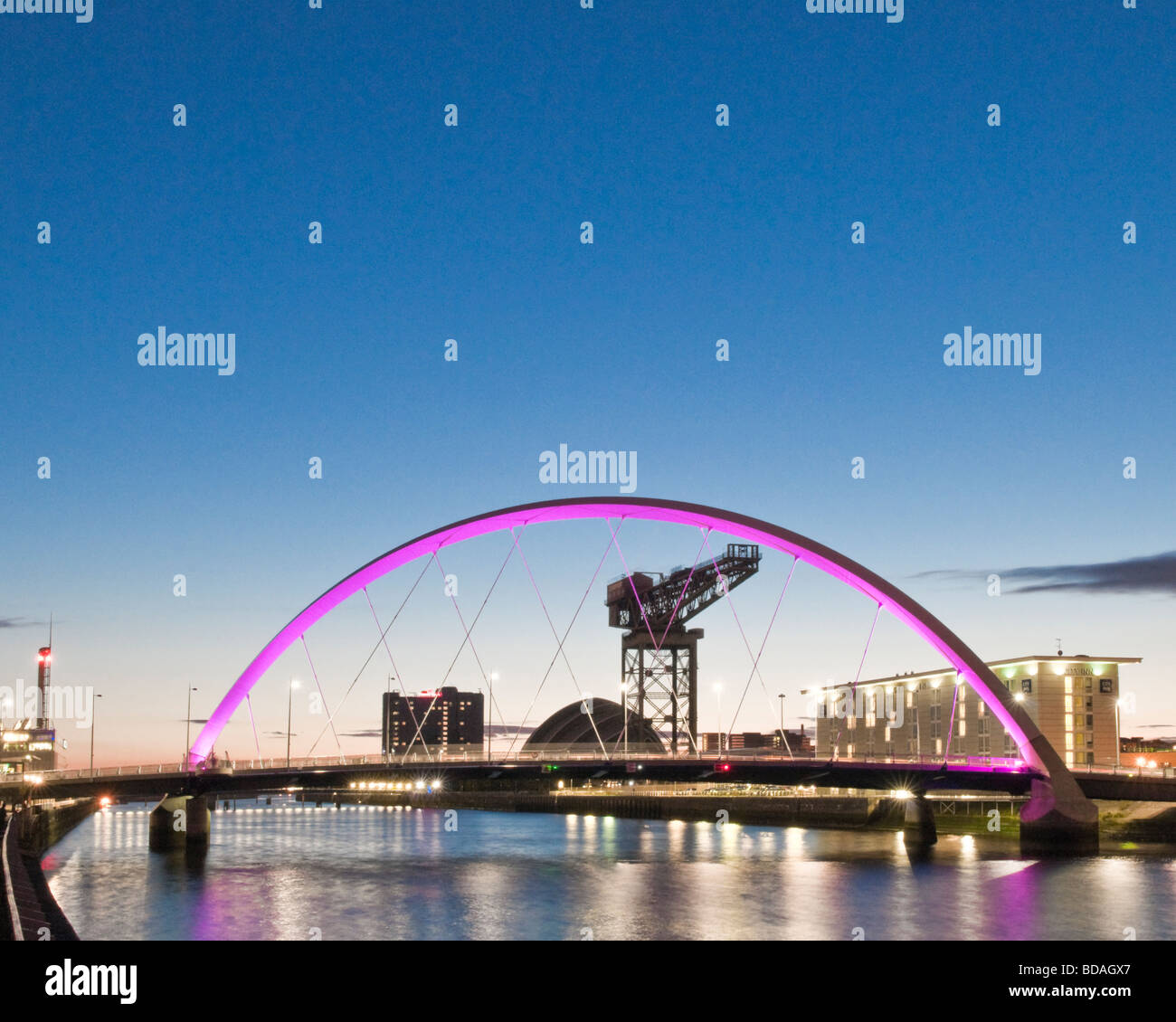 The Clyde Arc Bridge at Dusk. River Clyde, Glasgow Stock Photo - Alamy