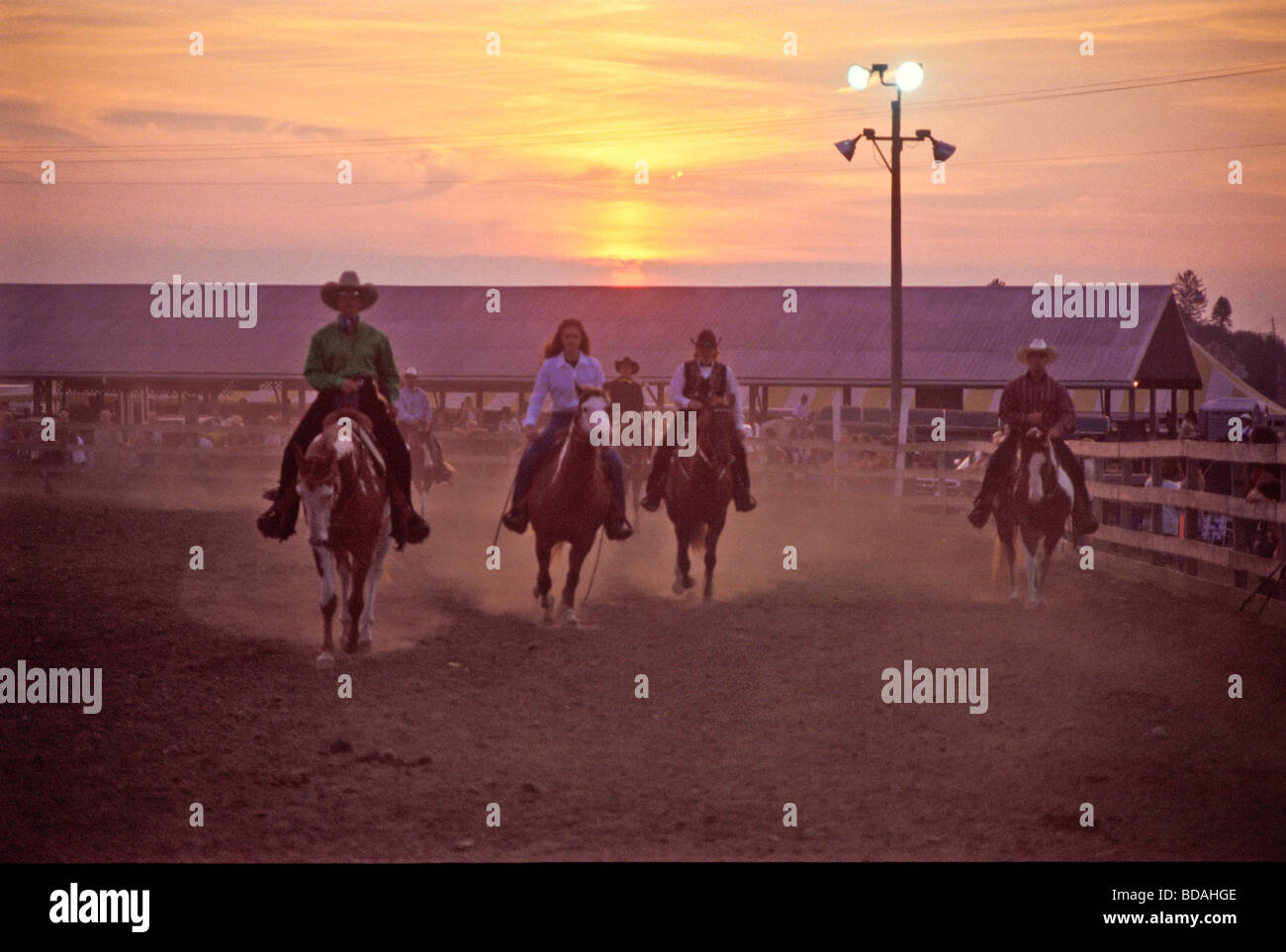 Group of riders put horses through paces for rodeo country fair judges ...