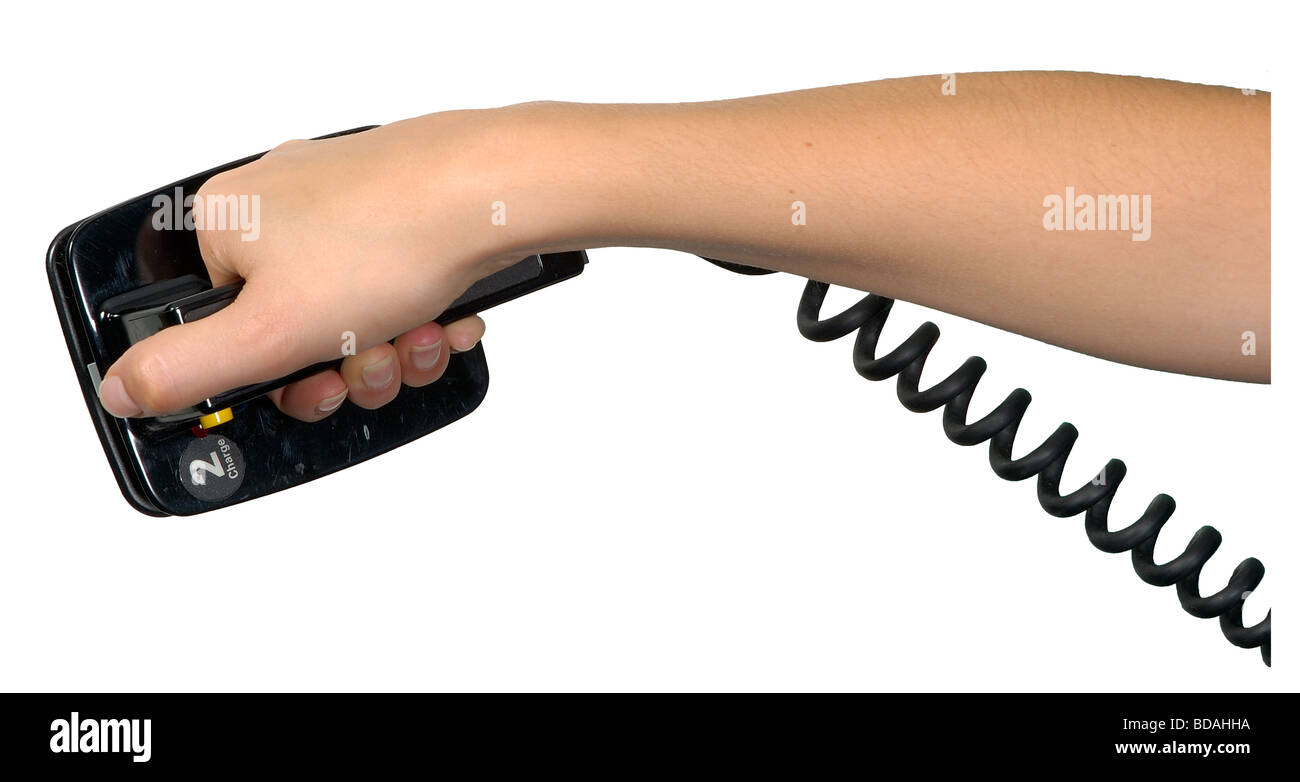 Hand holding defibrillator Stock Photo - Alamy