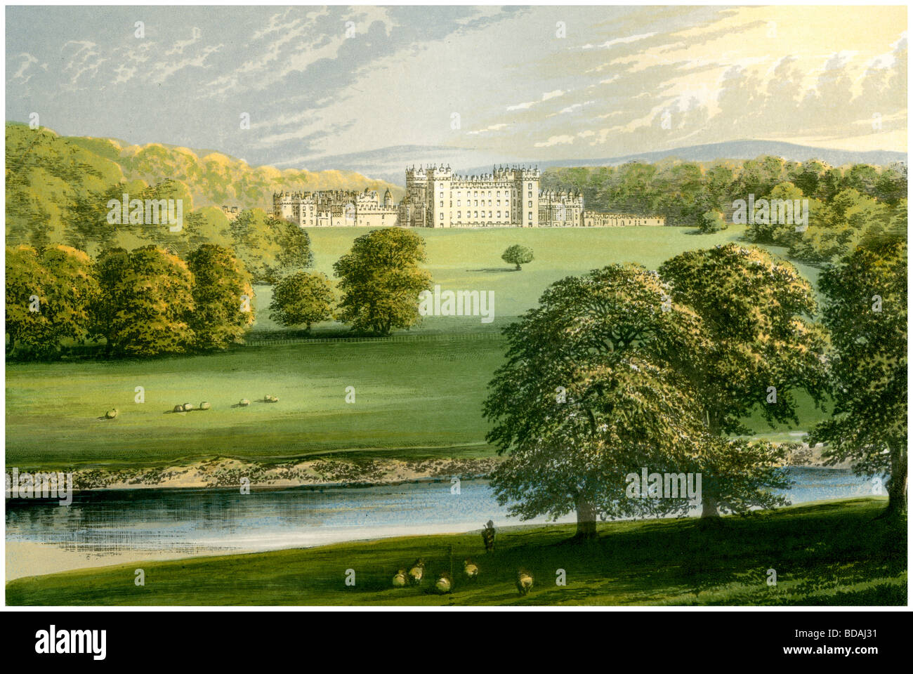 Floors Castle, Roxburghshire, Scotland, Duke of Roxburghe, c1880 ...