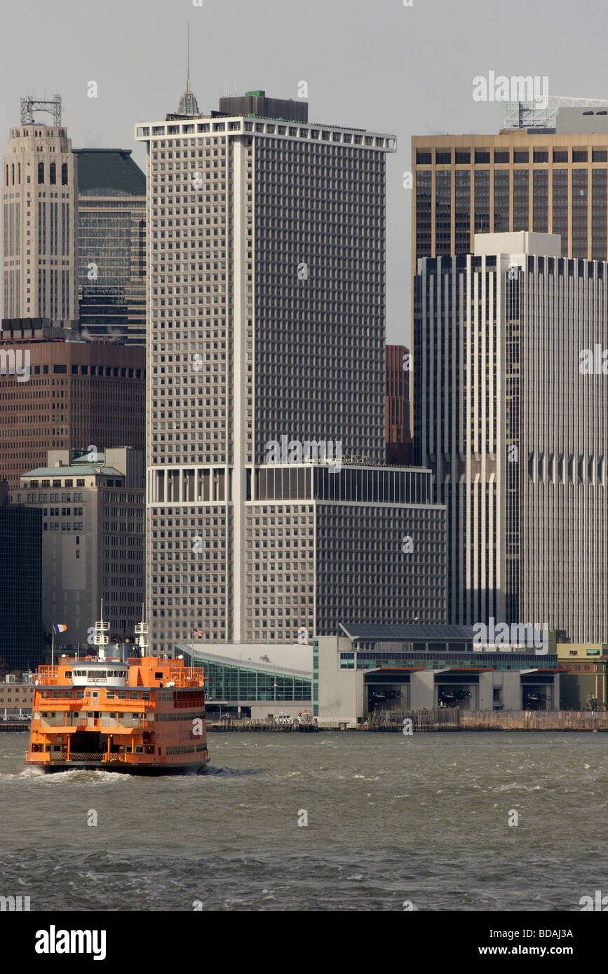 Staten Island Ferry pulls into ferry terminal, lower Manhattan, New ...
