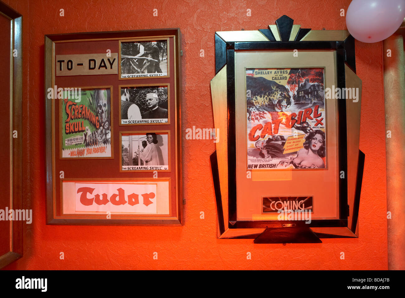 old fifties b movie posters inside the entrance hall of the tudor ...