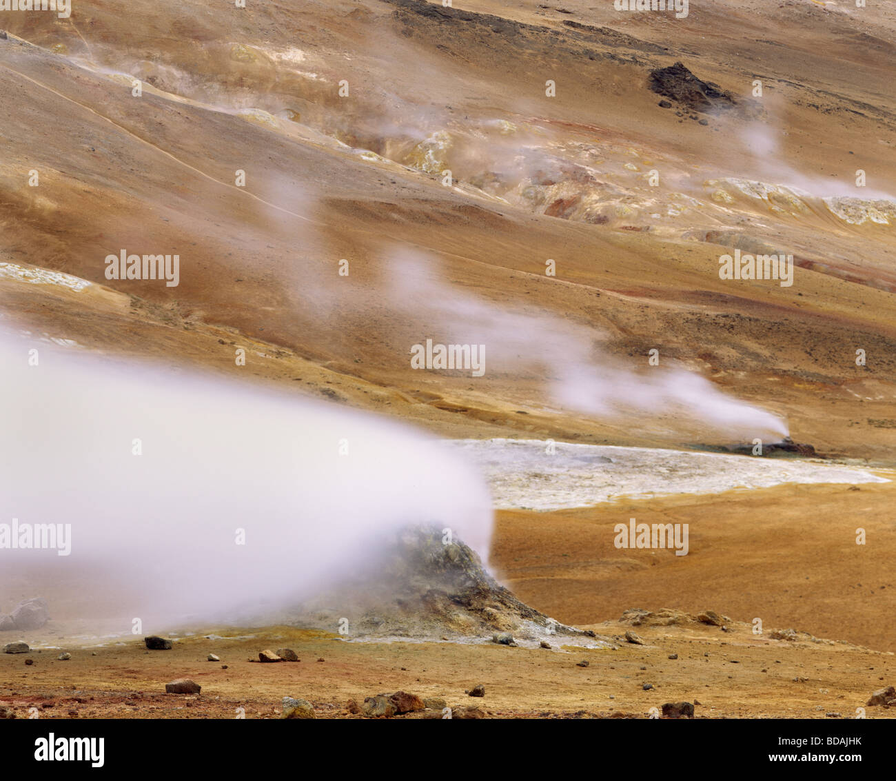 Steam vents at Namafjall geothermal area Iceland Europe Stock Photo - Alamy