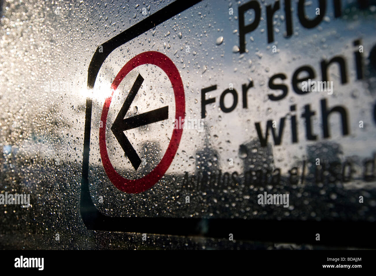 A priority seating sign on a bus in Miami Beach, Florida Stock Photo ...