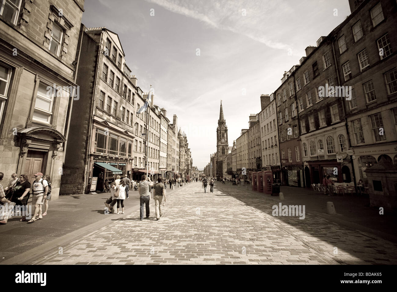 An early morning view looking down Edinburgh's High Street and Royal ...