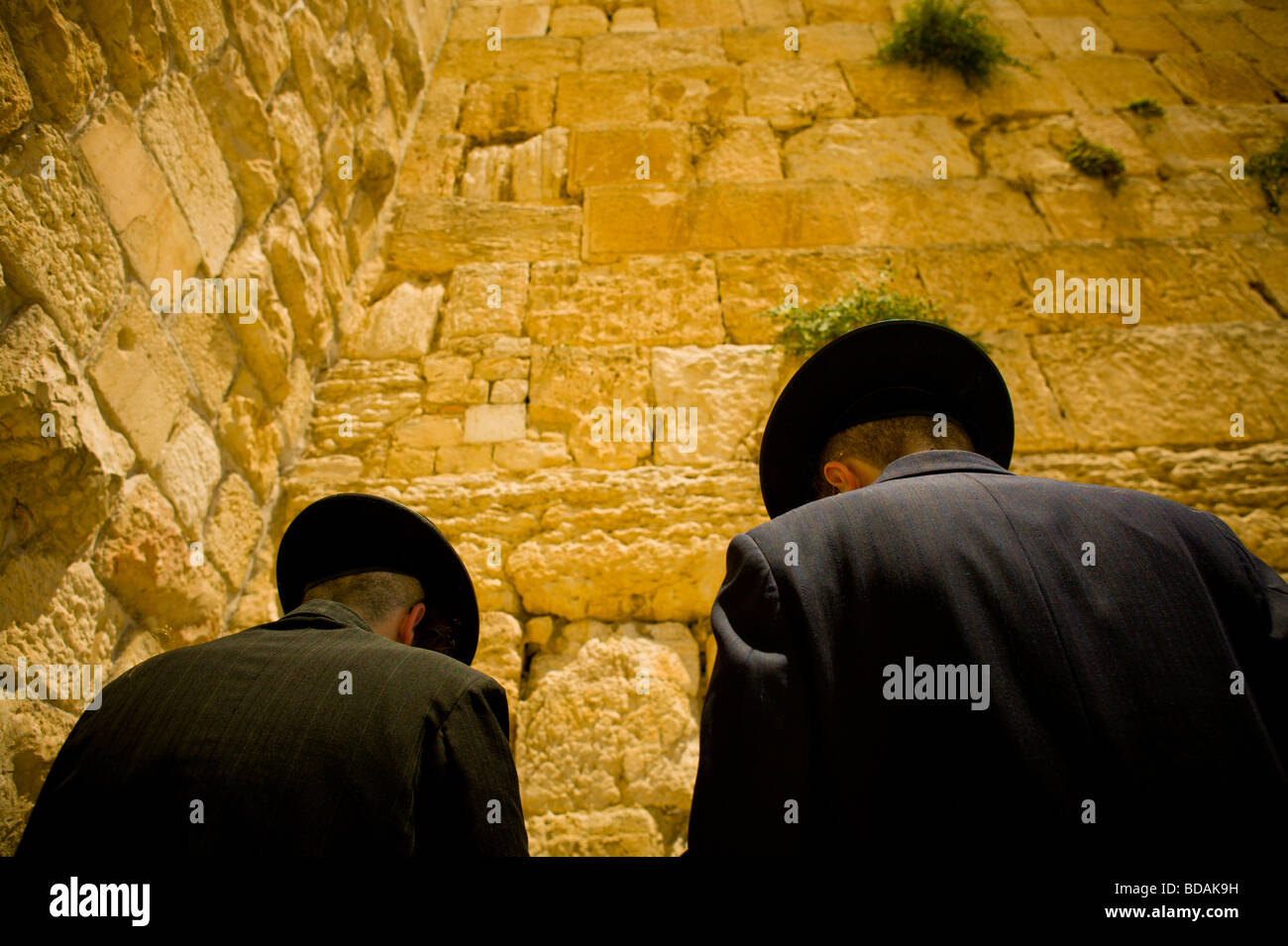Two men praying at the wailing wall in Jerusalem Stock Photo - Alamy