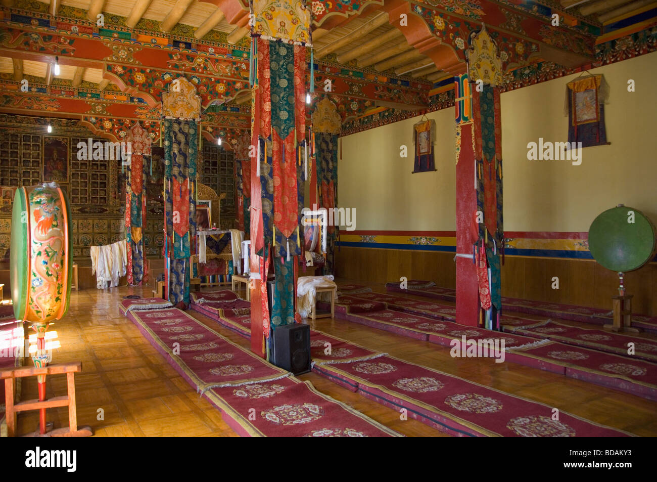Classroom in a monastery, Thiksey Monastery, Ladakh, Jammu and Kashmir ...