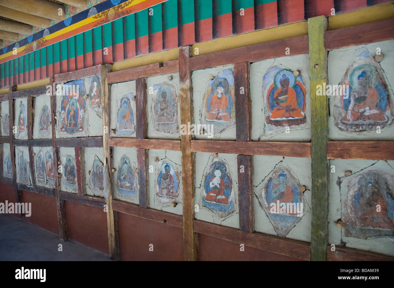 Buddha paintings on the wall of a monastery, Hemis Monastery, Hemis ...