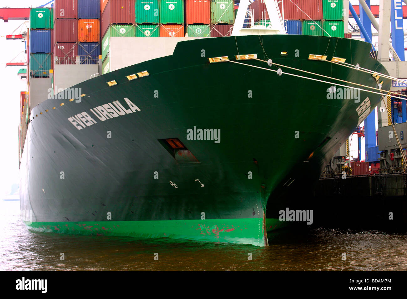 Ever ursula container ship in hamburg harbour germany close up hi-res ...