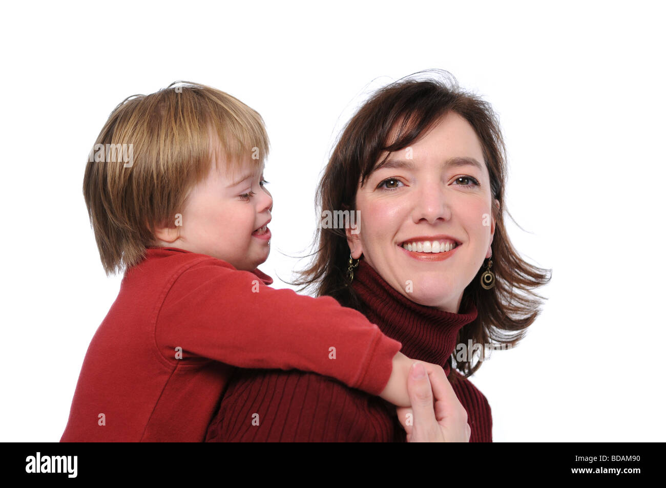 Mother and son with down syndrome having fun Stock Photo - Alamy